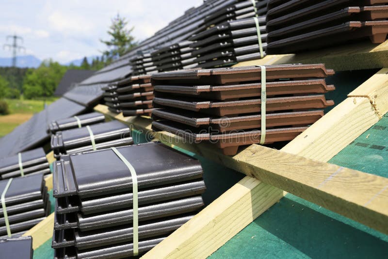 A roof under construction. stock photo. Image of construction - 55418528