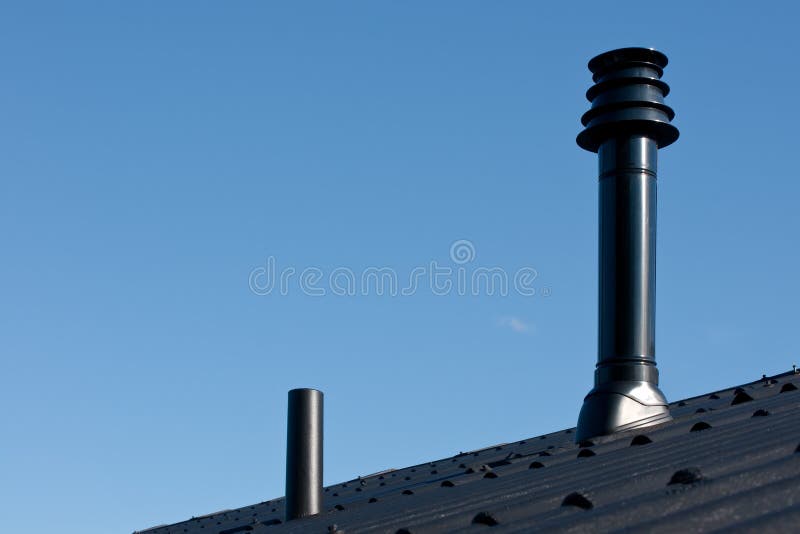 Roof with Ventilation Pipe and Flue Terminal Stock Photo - Image of ...