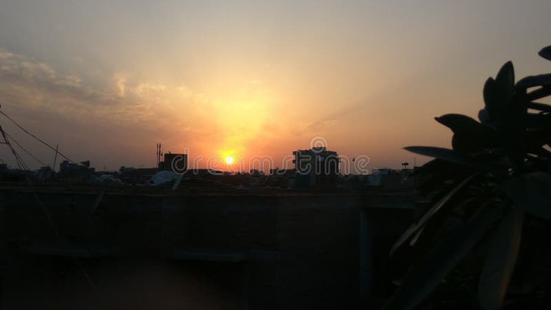 Roof View from a Tree Side Sunset Stock Image - Image of side, wooden ...