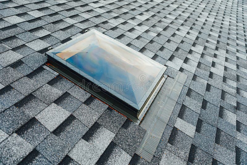 Roof Window on Shingles Flat Polymeric Roof-tiles Stock Image - Image ...