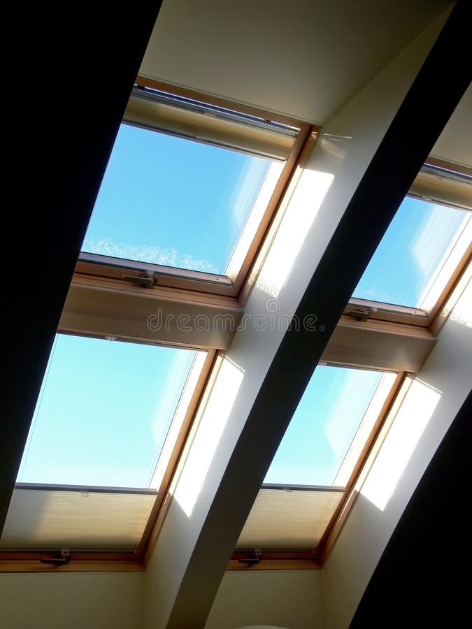 Roof windows stock image. Image of home, roof, flat, wood - 14842499