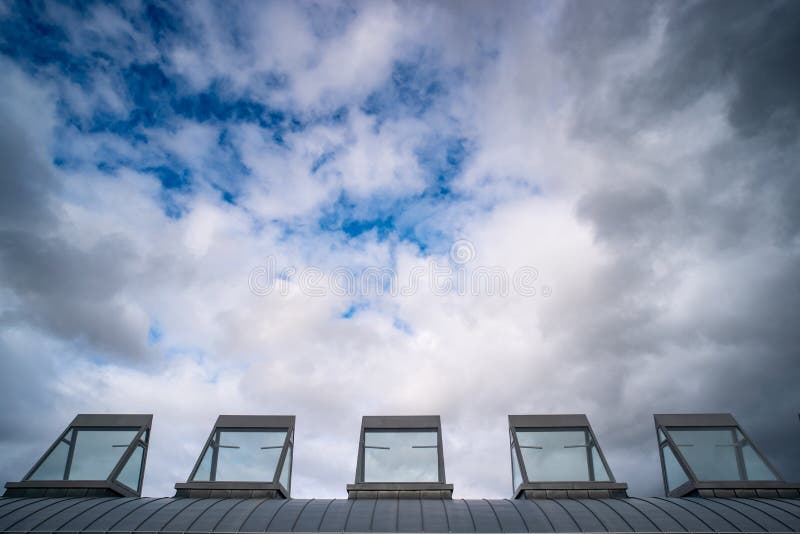 Roof Windows on a Modern Building Stock Image - Image of design ...