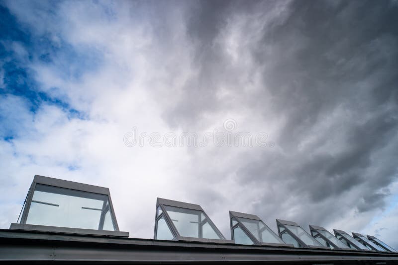 Roof Windows On A Modern Building Stock Image - Image of design, facade ...