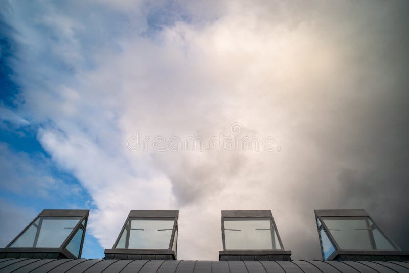 Roof Windows on a Modern Building Stock Image - Image of glazing ...