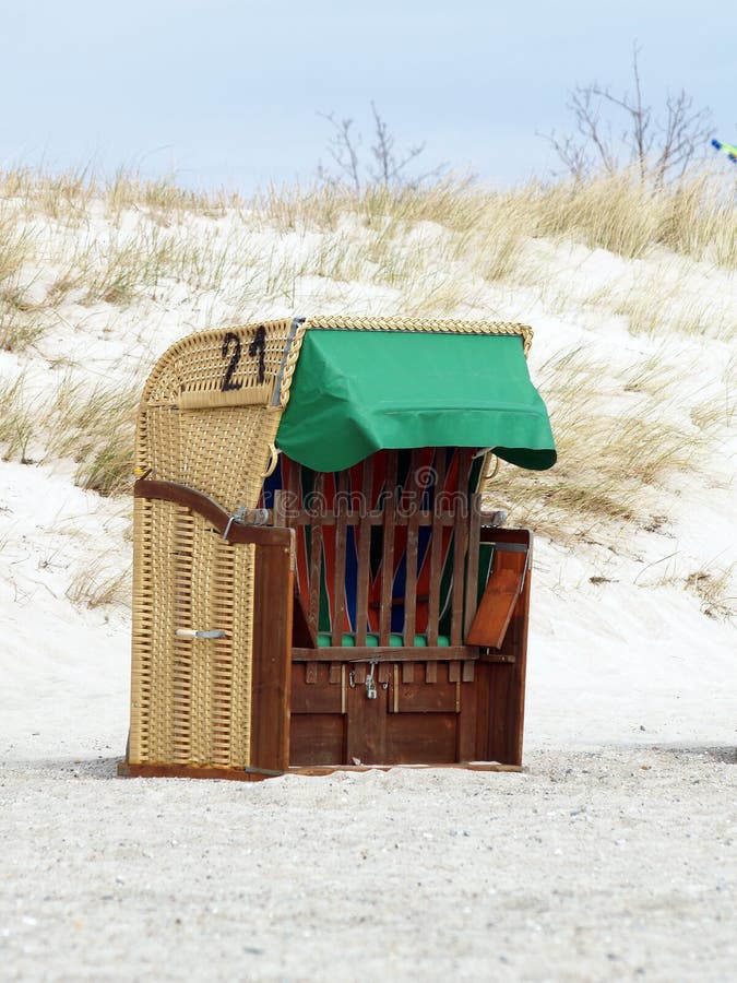 Roofed Wicker Beach Chairs on the Beach Stock Image - Image of place ...