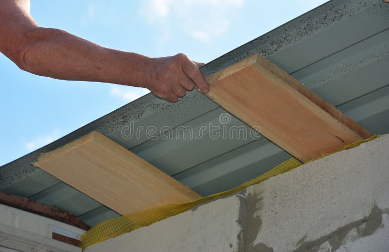 Roofer Installing Lightweight Metal Roofing Sheets on New House Rooftop ...