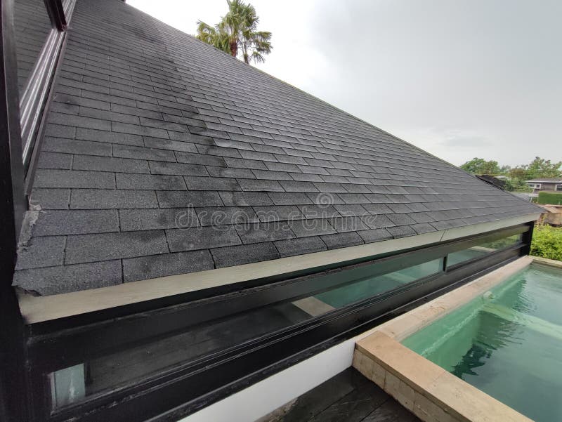 Roofing bitumen gutter stock photo. Image of wall, facade - 261782134