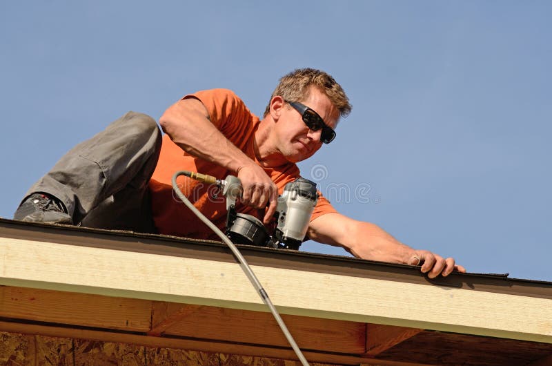 Roofing Work with Flex Roof Stock Image - Image of roofer, flex: 31276339