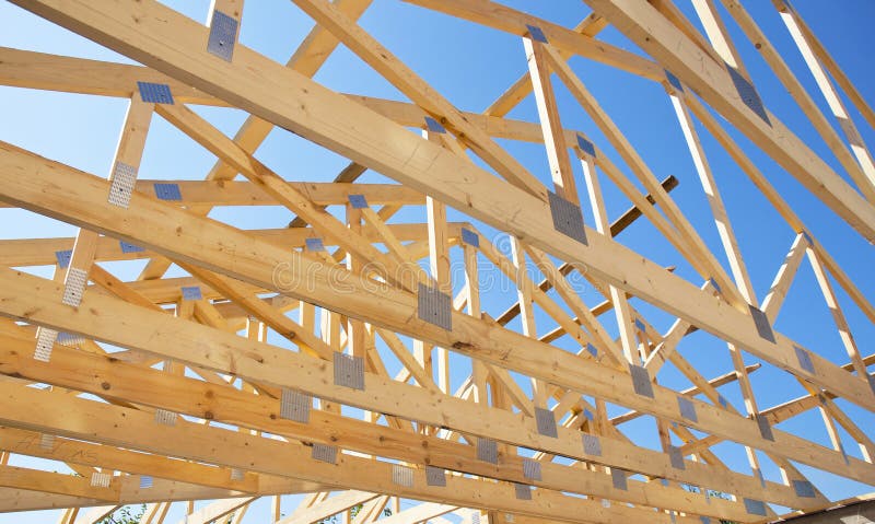 Roofing Construction. Wooden Roof Frame House Construction. Stock Photo ...