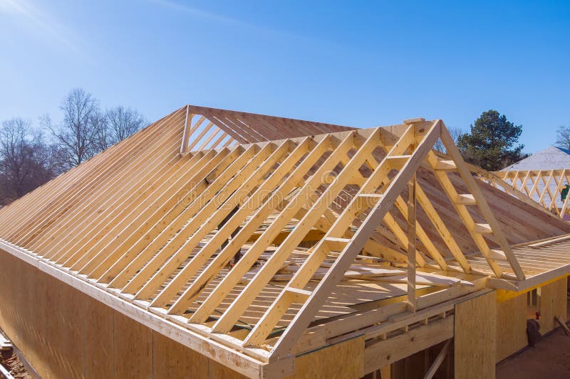 Roofing Framework for a New Beam Stick Home Was Constructed Using ...