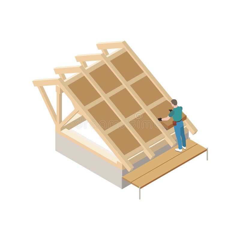 Roofing Isometric Icon stock vector. Illustration of renovation - 232150646