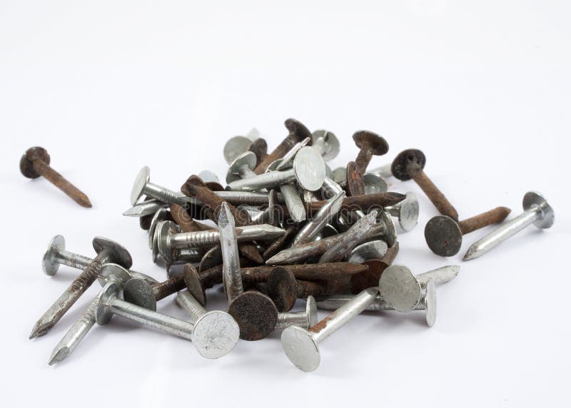 Roofing Nails Protruding through Plywood Ceiling in Attic Stock Photo ...