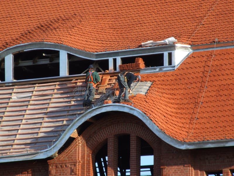 Roofing - Roof Construction Stock Image - Image of workers ...
