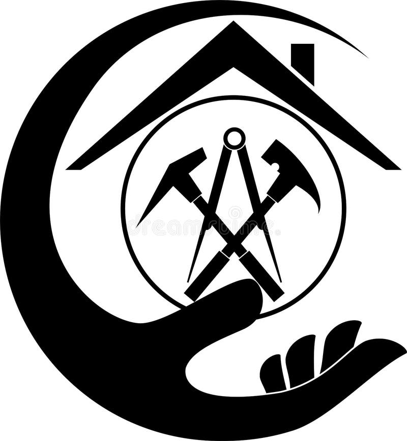 Roofing Tools and Hand, Roofer and Profession Logo Stock Vector ...