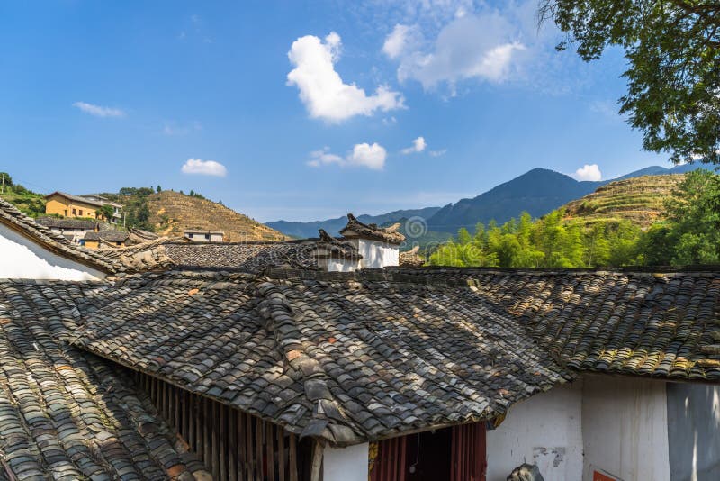 Roofs of Chinese Old Village Houses Stock Image - Image of mountain ...