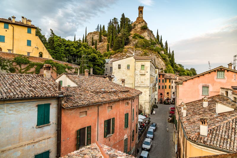 Roofs of medieval village stock image. Image of windows - 156777537