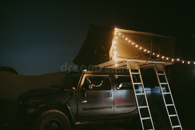 Rooftent in the Top of a Hummer Editorial Stock Photo - Image of woman ...