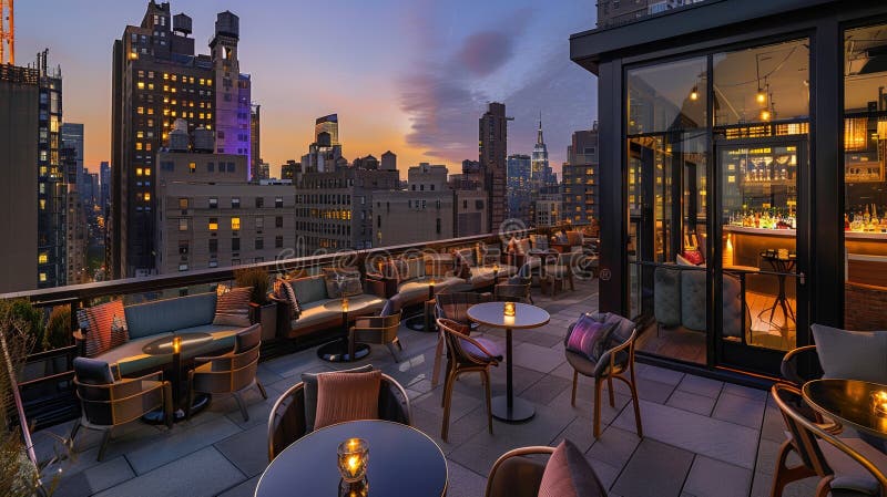 Rooftop Bar Serving Craft Cocktails with Panoramic Views Stock ...