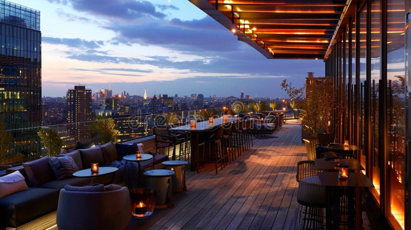 Rooftop Bar Serving Craft Cocktails with Panoramic Views Stock ...