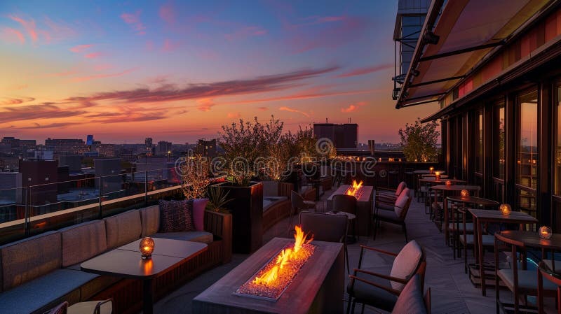 Rooftop Bar Serving Stylish Cocktails with Panoramic Views Stock ...