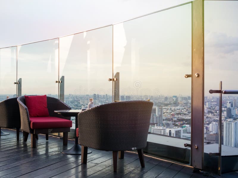 Rooftop Bar, Skyscraper Restaurant Stock Image - Image of asia, night ...