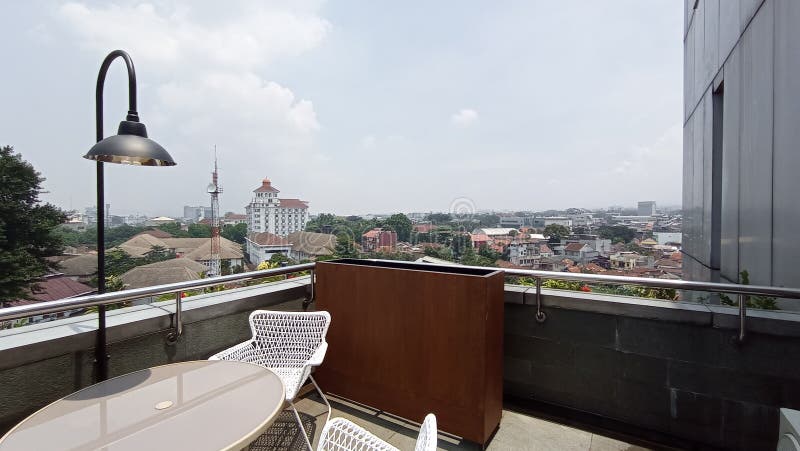 Rooftop Cafe with City Sky View Stock Image - Image of city, cafe ...