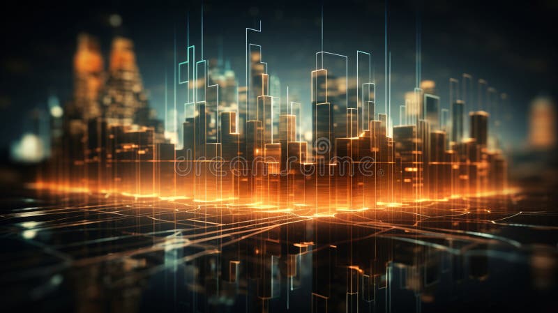 Rooftop and Cyber City Background Stock Photo - Image of midnight ...