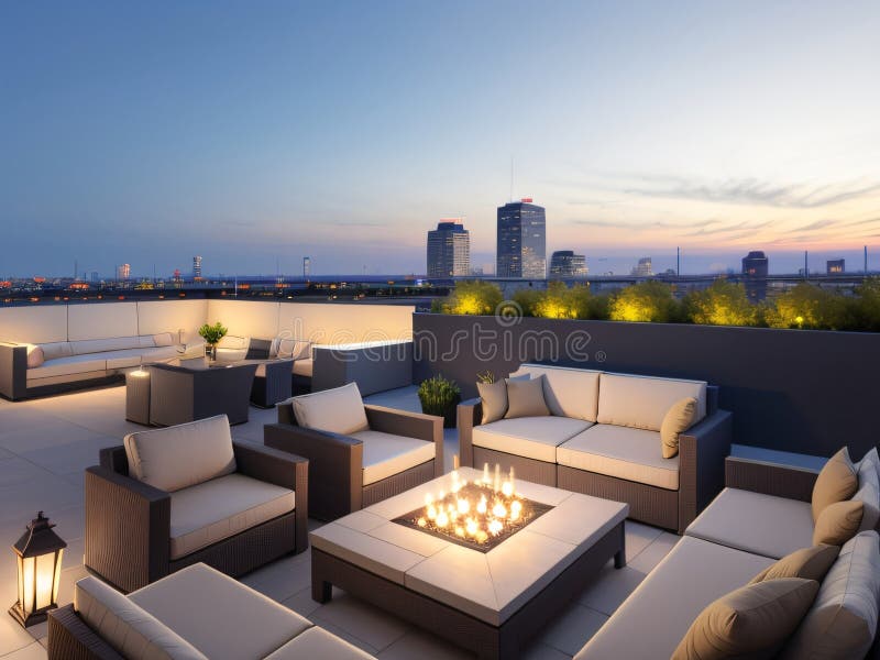 Rooftop Design with Views of the Building, the Rooftop is Complete with ...