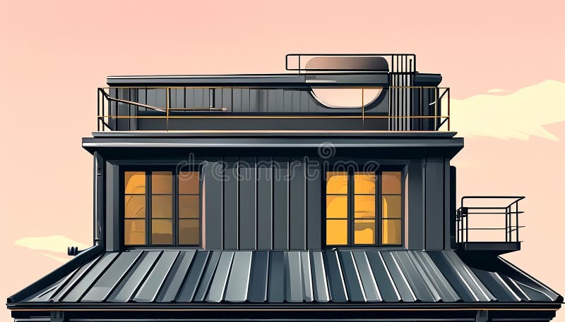 Unique Rooftop Design Showcases Modern Architecture Against a Pastel ...