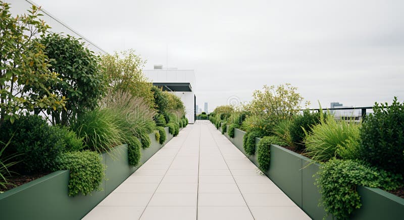 Rooftop Garden Pathway stock illustration. Illustration of sustainable ...
