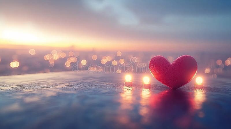 Rooftop Heart Sunset Cityscape Romance Stock Photo - Image of ...