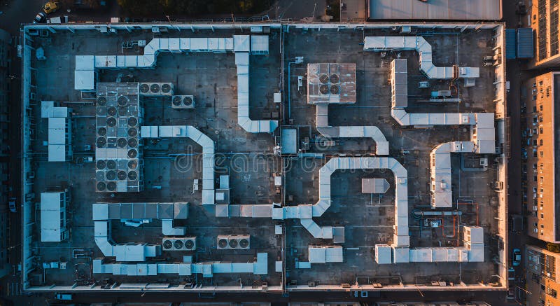 Rooftop Hvac Systems Aerial View Showing Air Conditioning and ...