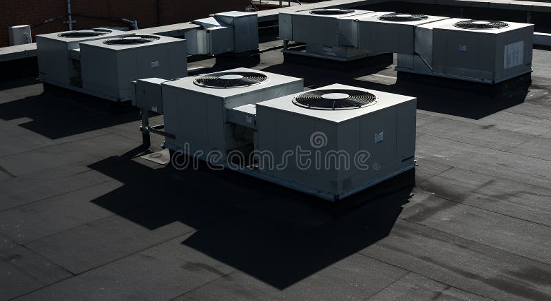 Rooftop Hvac Units Array Industrial Air Conditioning Systems on Flat ...