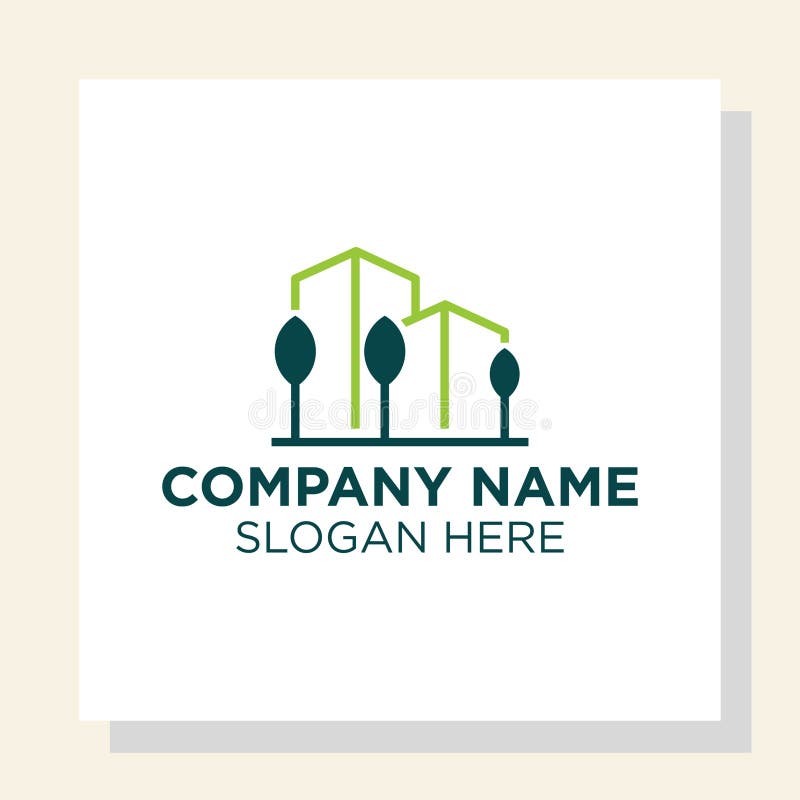 Rooftop Logo Design Template, Green City Logo Inspiration Stock Vector ...