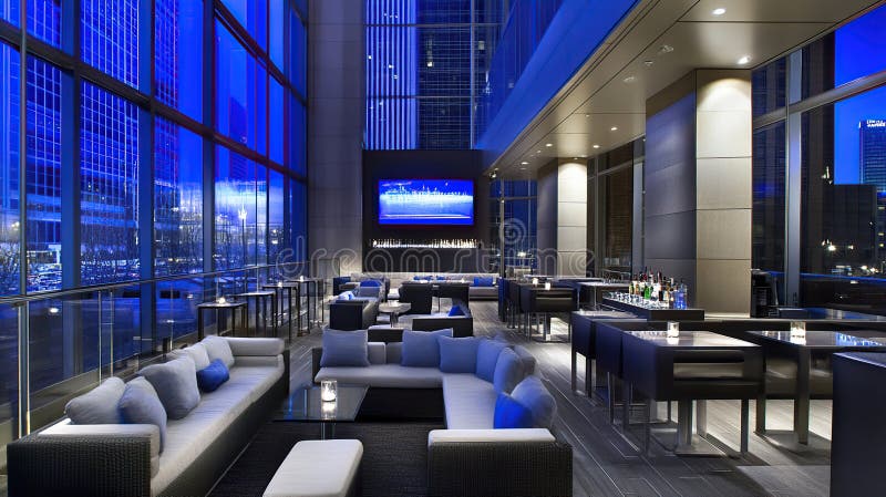 Rooftop Lounge Cityscape Night Relaxation Stock Illustration ...