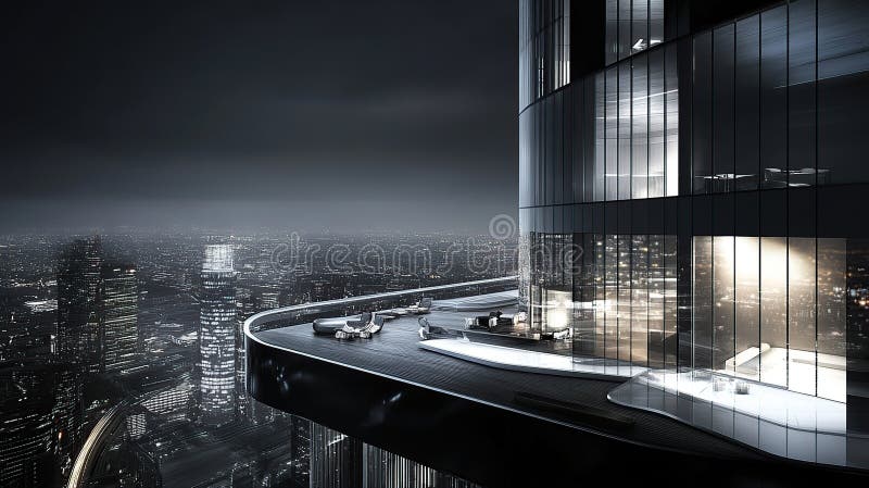 Rooftop Lounge, Skyscraper, Night, Cityscape, Luxury Stock Photo ...