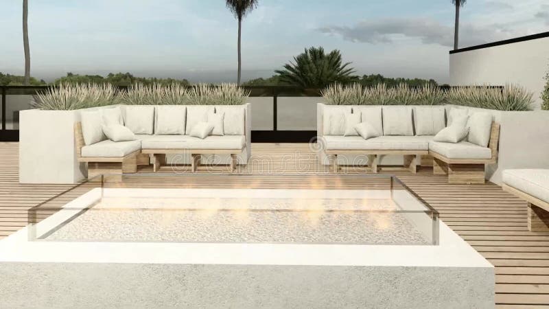 Rooftop Lounge with Sofas and Pillows 3d Visualization. Rooftop Lounge ...