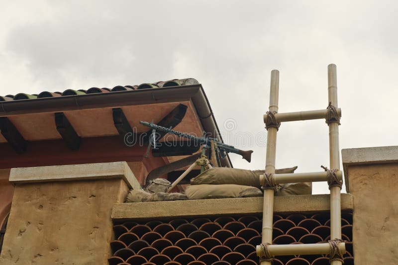 Rooftop machine gun stock image. Image of roof, shooting - 4947181