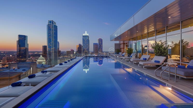 Rooftop Pool Features Infinity Edge Overlooking City Skyline with ...