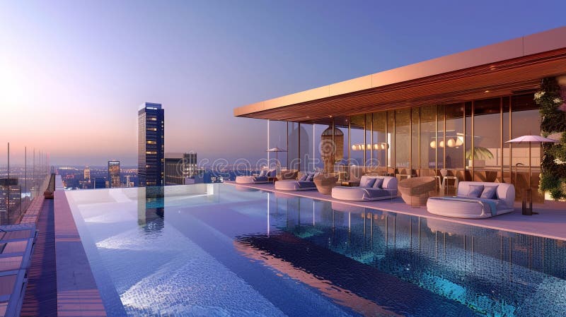 Rooftop Pool Featuring Infinity Edge with Panoramic City Views and Chic ...