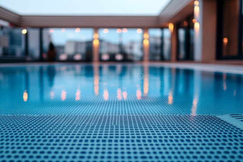 Rooftop Pool Reflecting Evening Lights Stock Photo - Image of ...