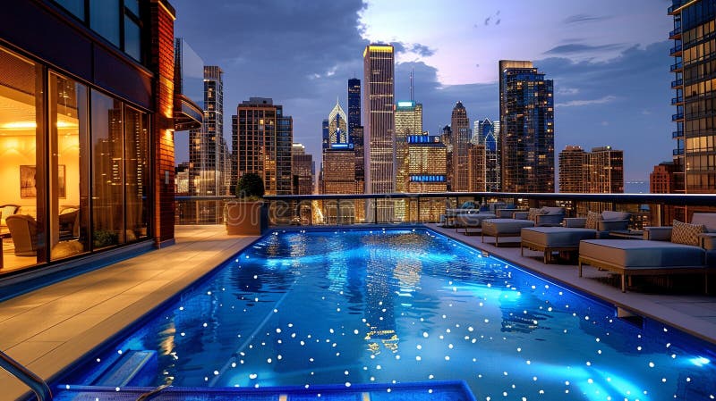 Rooftop Pool Showcases Infinity Edge Against City Skyline with ...