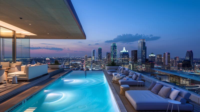 Rooftop Pool Showcasing Infinity Edge with City Skyline and Luxurious ...