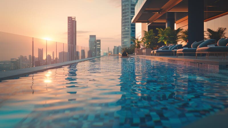 Rooftop Pool Showcasing Infinity Edge with City Skyline and Luxurious ...