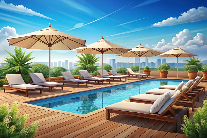 Rooftop Poolside Luxury Resort Relaxation City View Stock Photo - Image ...