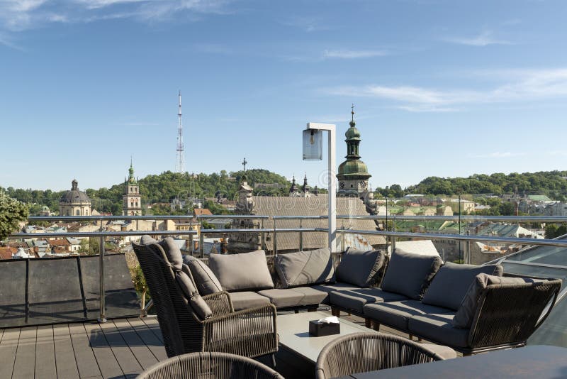 Rooftop Restaurant in Old Town Stock Image - Image of restaurant, lviv ...