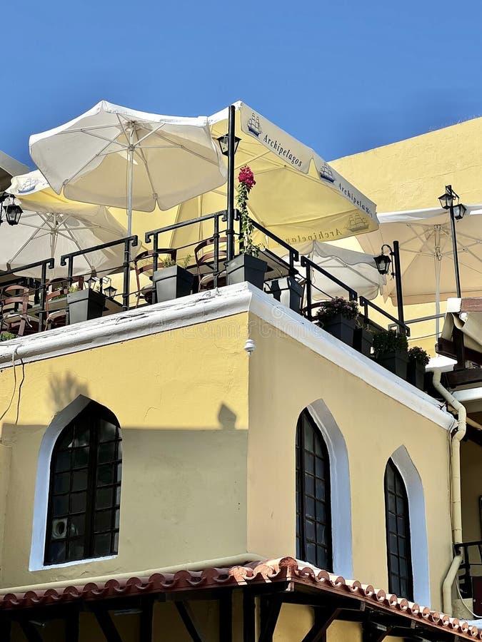 Rooftop of a Restaurant in Rhodes Town. Editorial Photography - Image ...