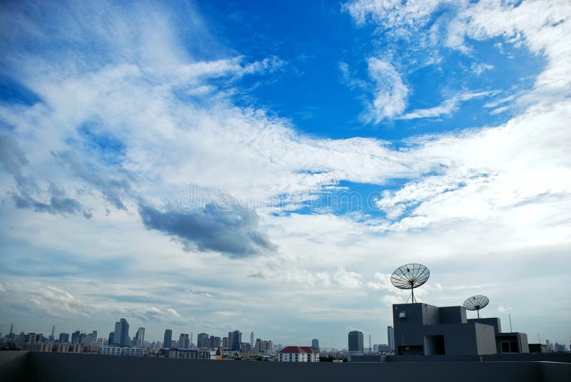 Rooftop with Satellite stock photo. Image of condominium - 26905038