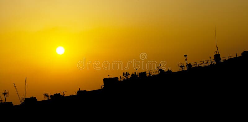 Rooftop Silhouette Sunset Over London UK Stock Photo - Image of ...