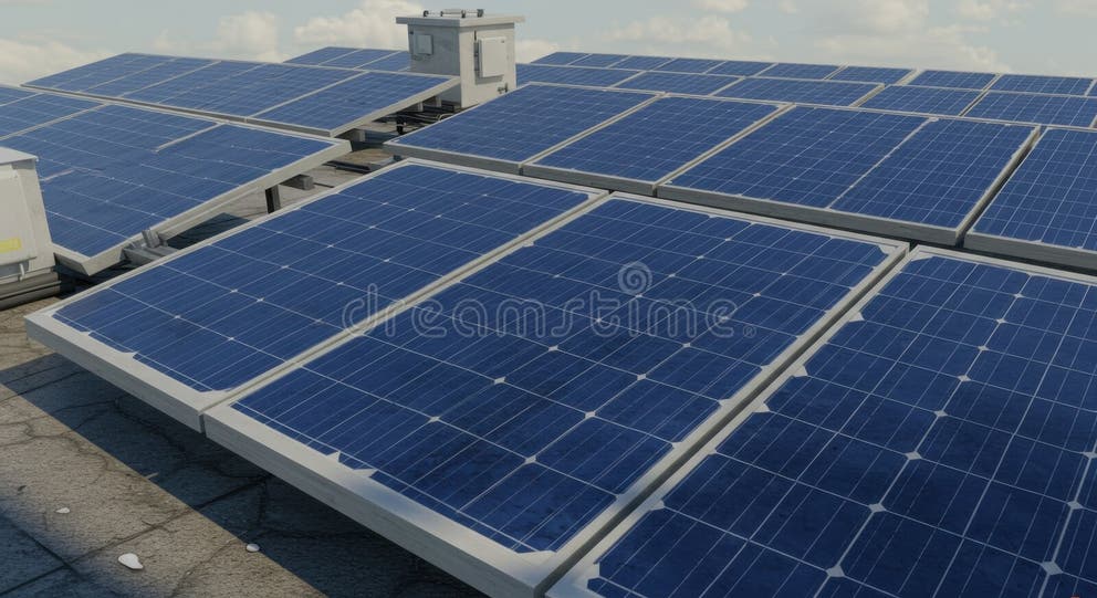 Rooftop Solar Panel Array Generating Clean Energy Stock Illustration ...